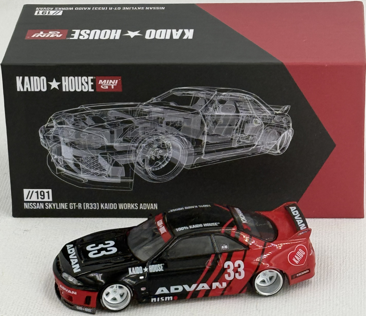 Nissan Skyline GT-R (R33) Kaido Works Advan | Modeltoys - Pienoismallit.fi